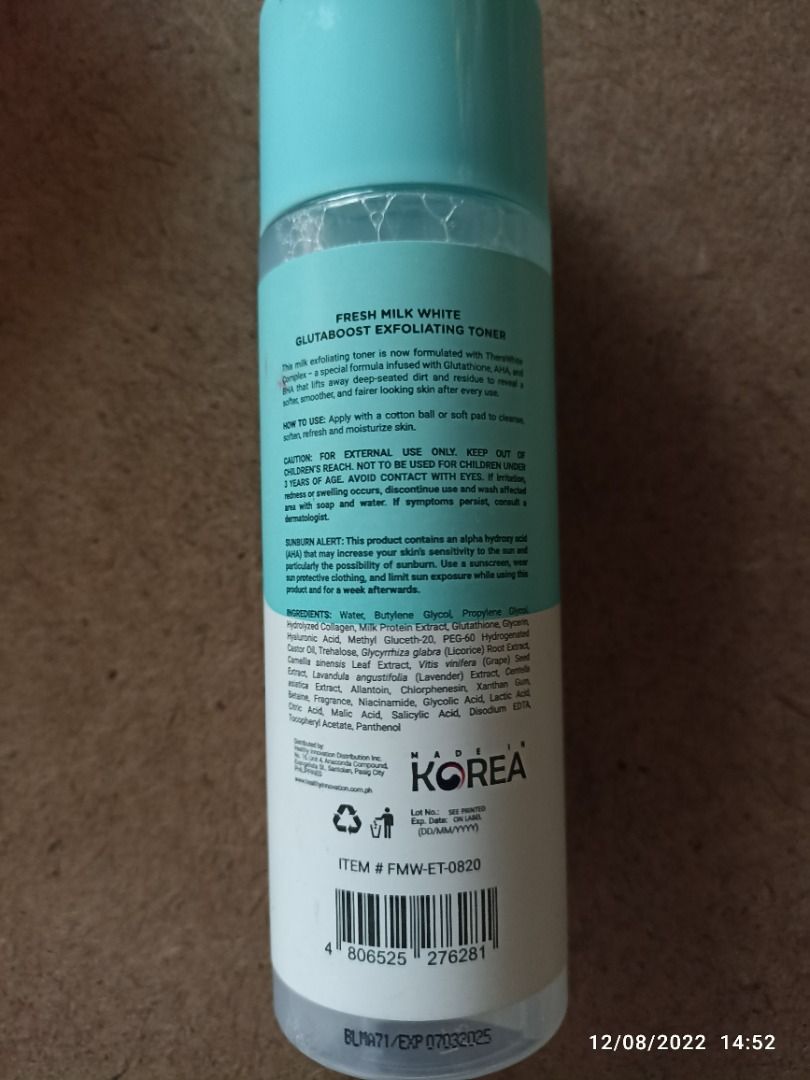 Fresh Skinlab Milk White Exfoliating Toner (100 ml), Beauty & Personal ...