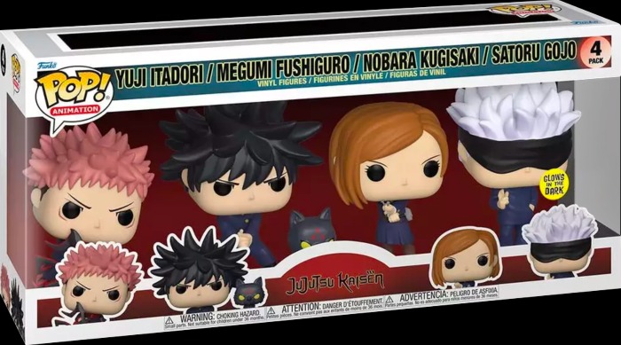 Funko Pop! Animation: Jujutsu Kaisen - Gojo, Megumi, Nobara, Itadori Glow in the Dark 4-Pack ...