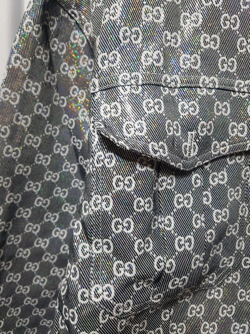 Gucci Monogram Denim Jacket, Luxury, Apparel on Carousell
