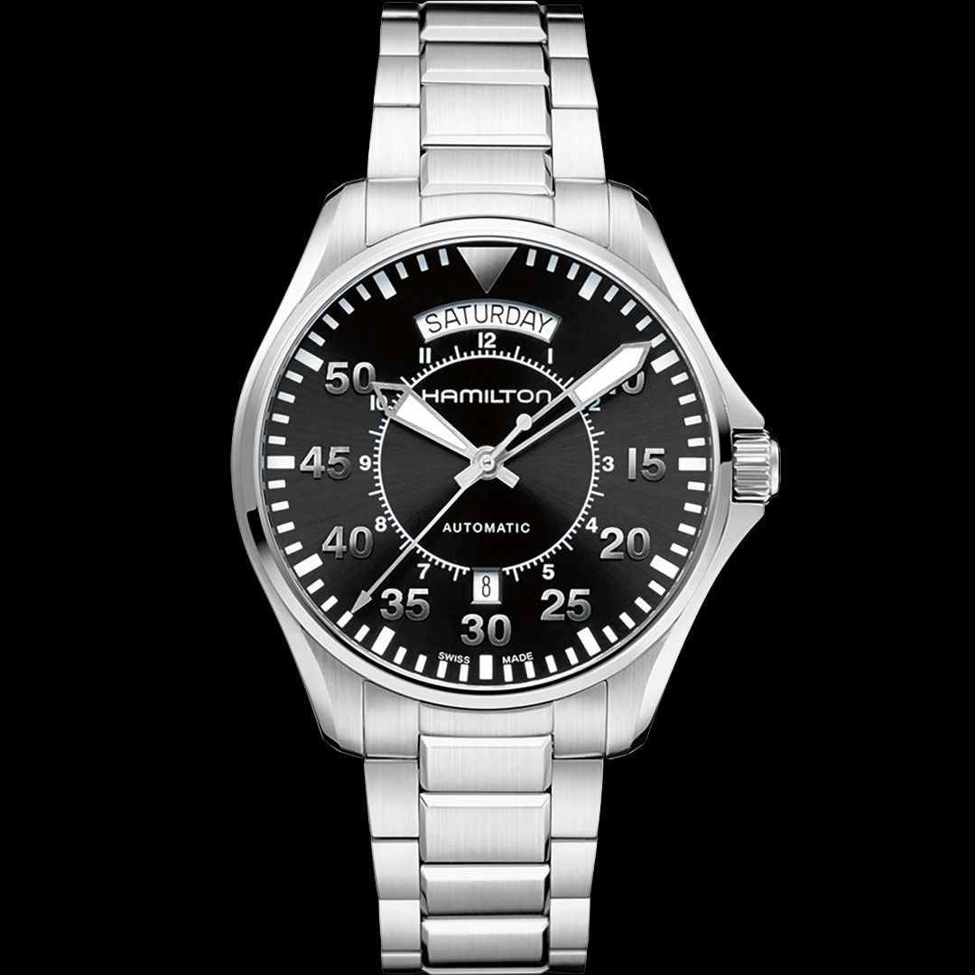 Hamilton KHAKI AVIATION PILOT DAY DATE AUTO Watch Interstellar Cooper ...