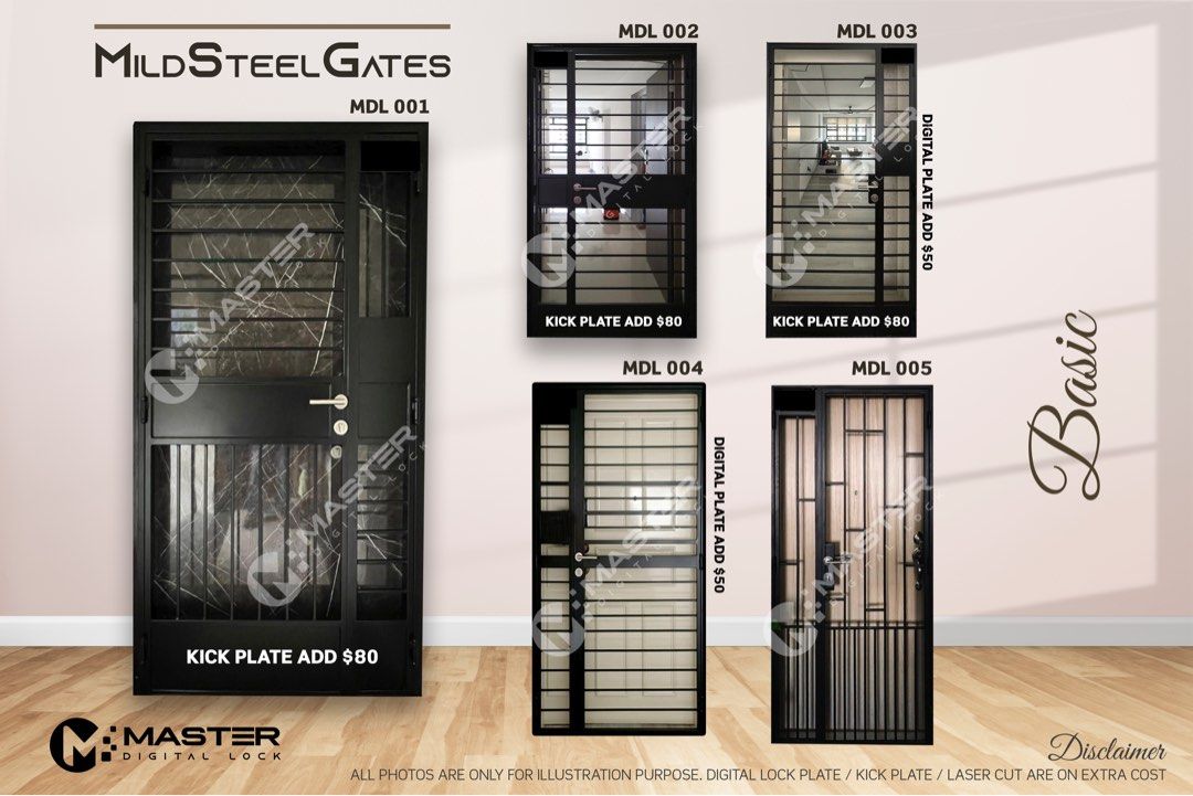 HDB MILD STEEL GATES - BASIC - BY MASTER DIGITAL LOCK. Install with ...