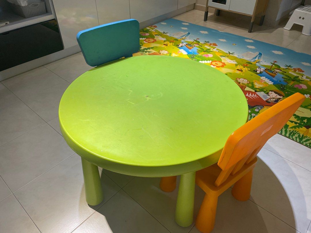 Ikea children’s MAMMUT table and chair, Furniture & Home Living ...