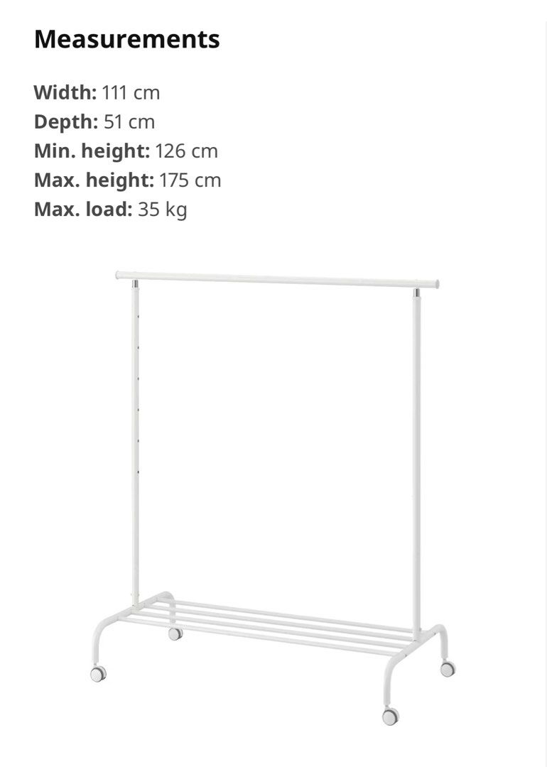 Ikea Clothes Rack, Furniture & Home Living, Home Improvement ...