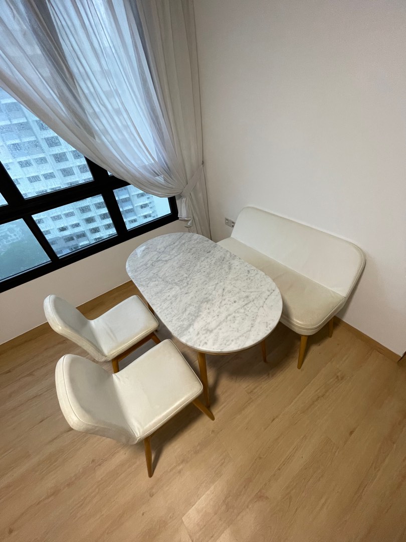 Japanese Marble/Oak Table Set, Furniture & Home Living, Furniture ...