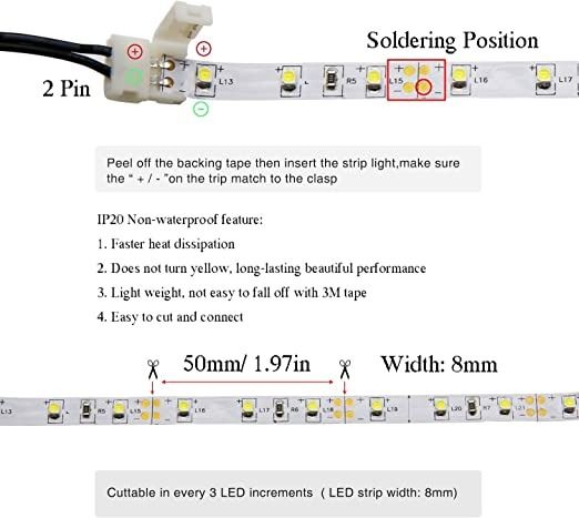 LED Lights Strips, 8.2ft DIY Flexible Motion Activated Under Cabinet Lighting Full Kit, DC12V ...