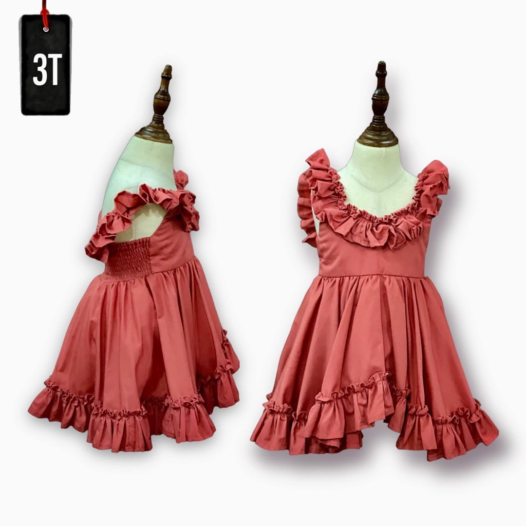 Little and miss Rust color dress set, Babies & Kids, Babies & Kids ...