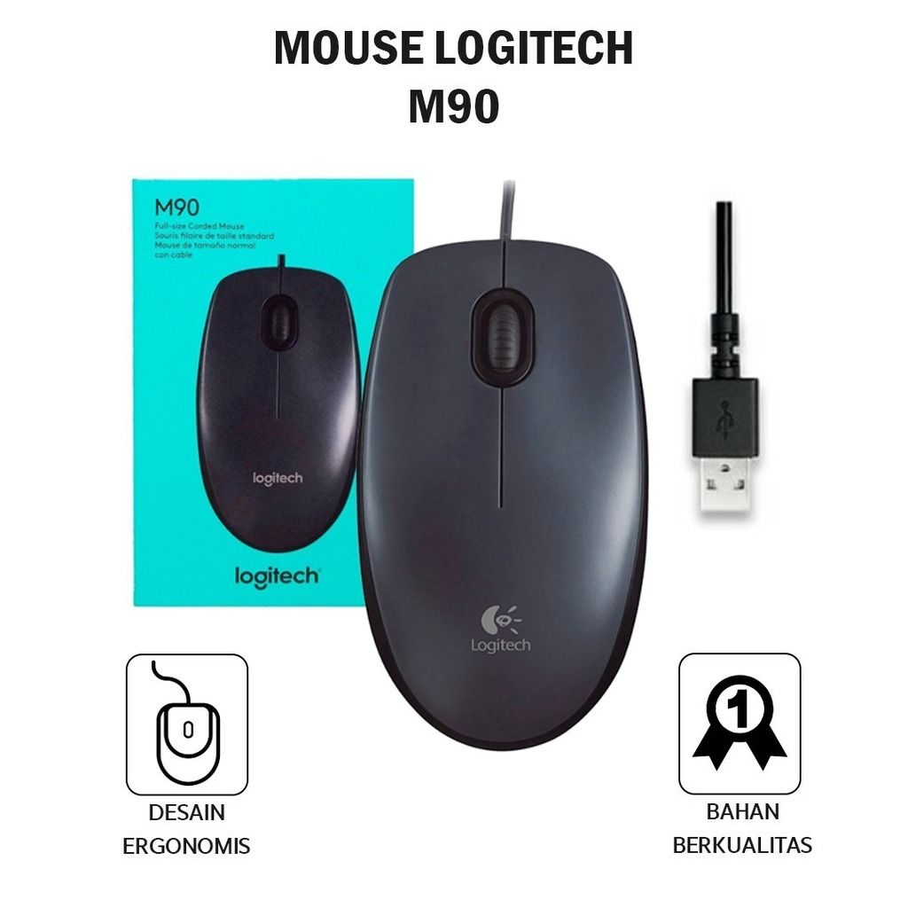 Logitech M90 Optical USB Mouse Original Garansi 1 Tahun, Elektronik, Bagian Komputer & Aksesoris ...