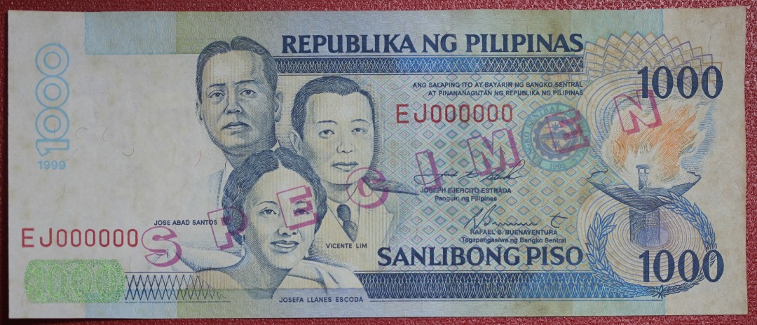 Philippines 1000 Peso Specimen (C00035), Hobbies & Toys, Memorabilia ...