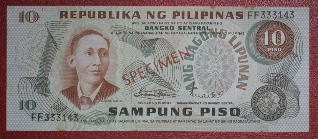 Philippines 10 Peso Specimen (C00035), Hobbies & Toys, Memorabilia ...