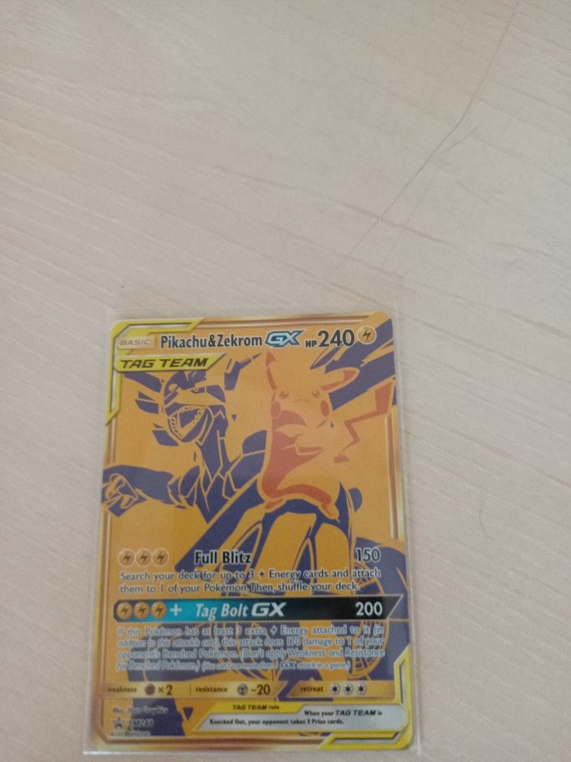 Pokemon card real golden zekrom and Pikachu gx, Hobbies & Toys, Toys ...