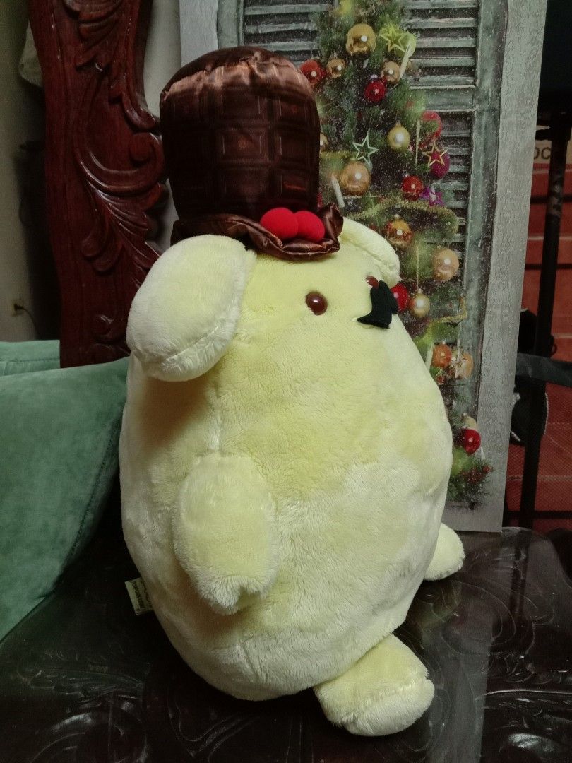POMPOMPURIN WITH HAT & MUSTACHE PLUSH, BNWT, 16 INCHES, Hobbies & Toys ...