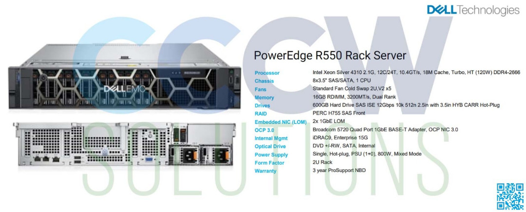 Rack Type Server - Dell PowerEdge R550 Intel Xeon Silver 4310 2.1G, 12C ...