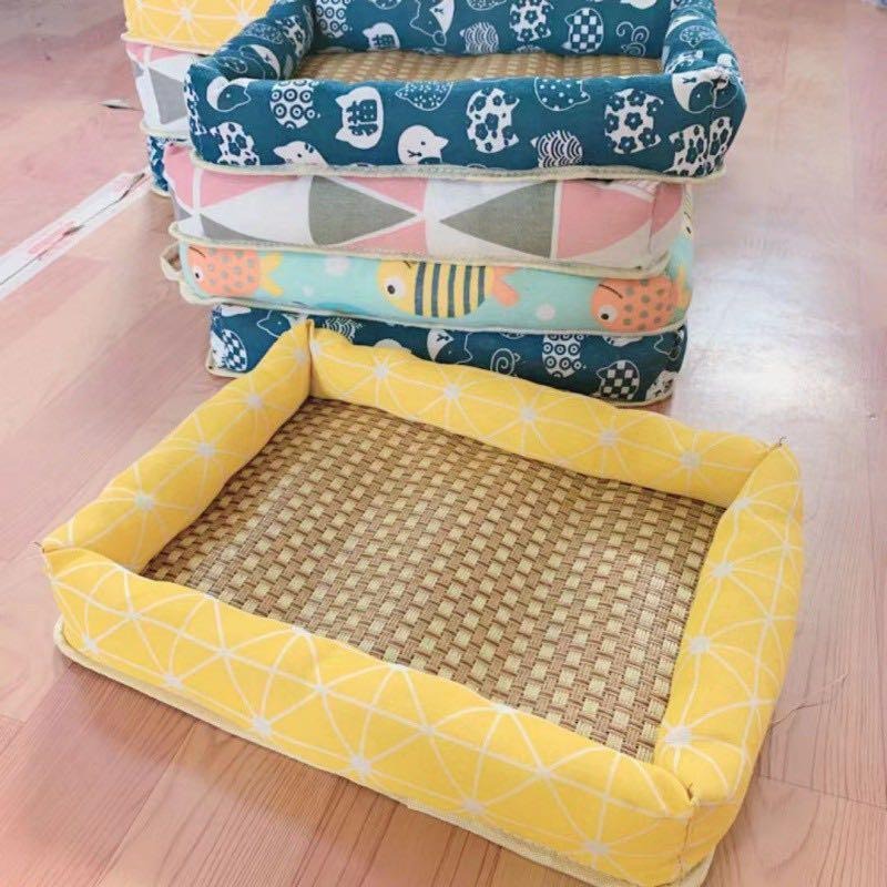 Rectangular Cat Pet cushion bed with cooling mat - non cat cage condo ...