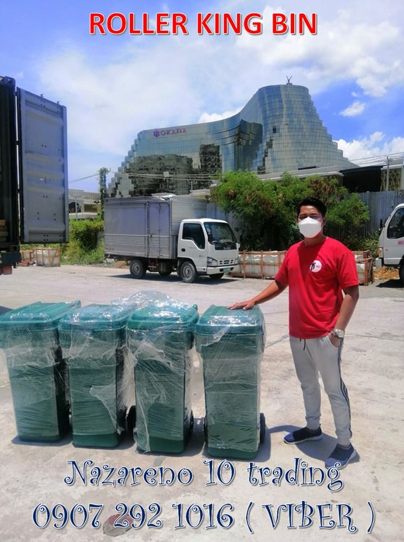 Roller king trash bin w/wheels 250L 338, Furniture & Home Living ...