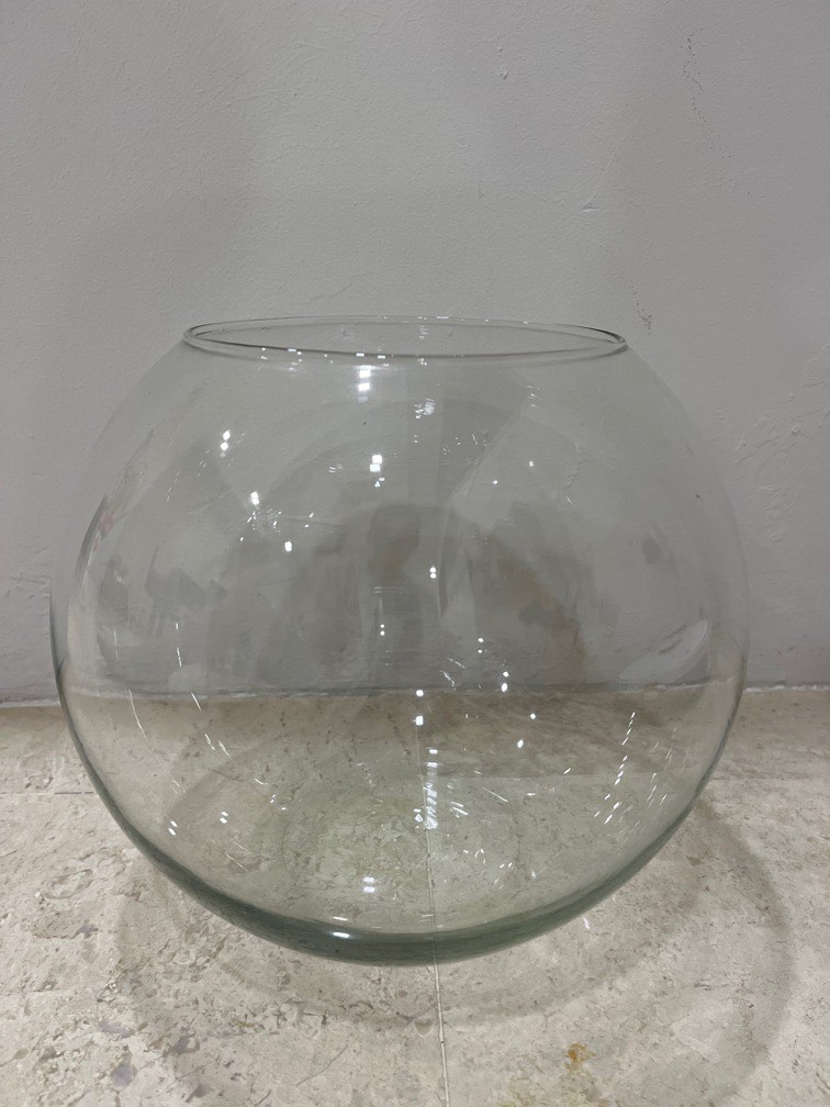 Round glass fish bowl, Furniture & Home Living, Home Decor, Vases ...