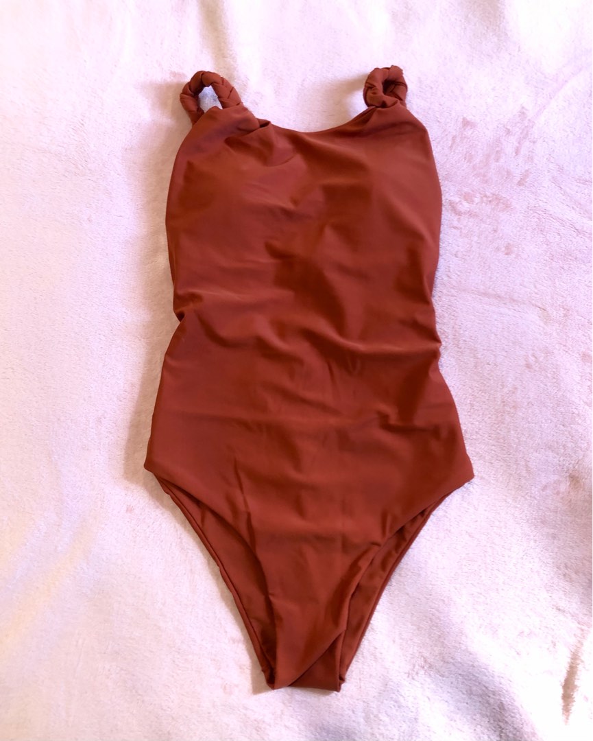 Rust Backless One Piece Swimsuit, Women's Fashion, Swimwear, Bikinis ...