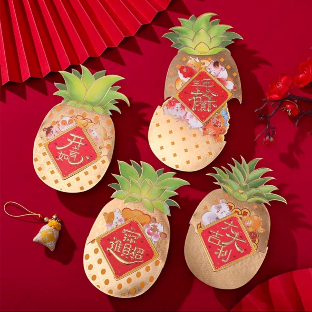 [SALE - Set of 4] CNY Pineapple Red Packet, Hobbies & Toys, Stationery ...
