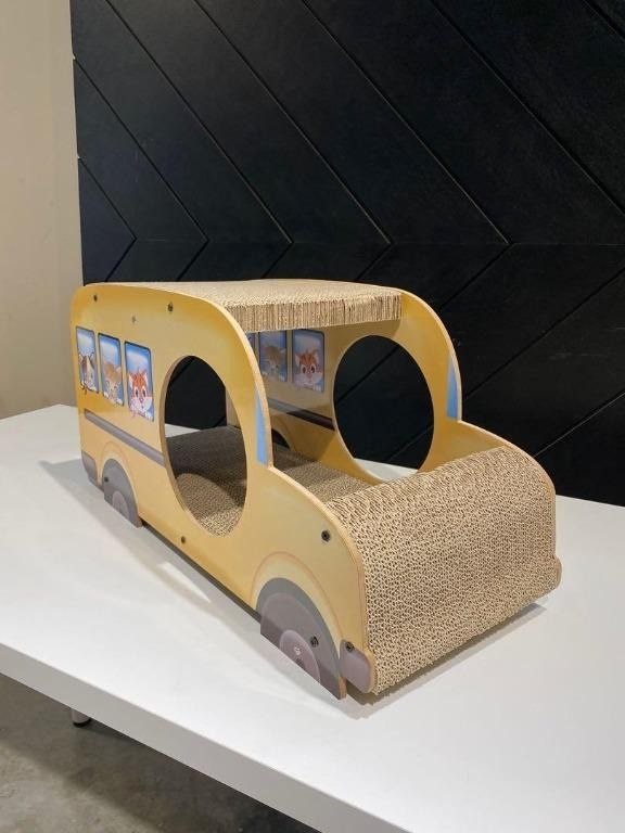 School Bus Scratch Board for cat pet non cat cage litter carrier condo ...