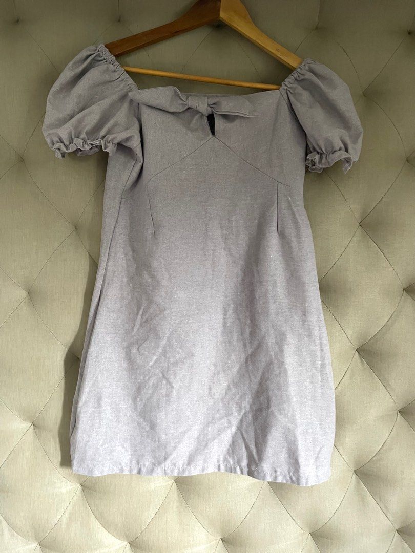 Simple Short Dress with Garter Sleeve Puff, Women's Fashion, Dresses ...