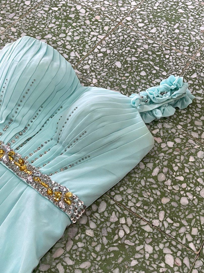 Sky Blue Dinner Dress, Women's Fashion, Dresses & Sets, Evening Dresses ...