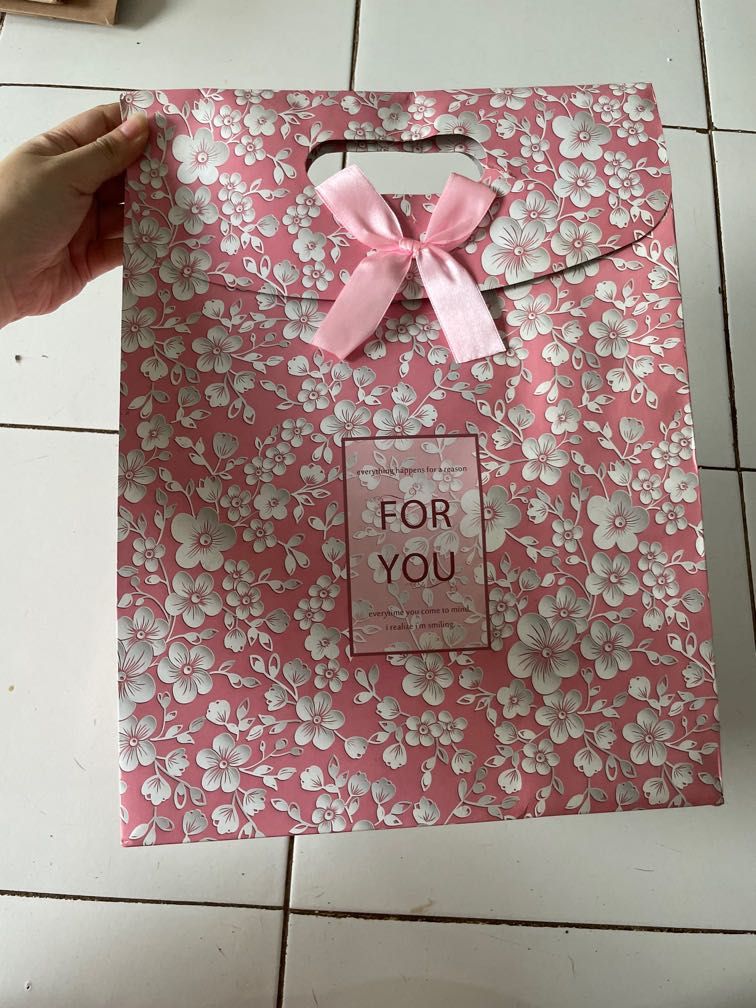 tas kado wanita cewek pink ukuran besar muat banyak bungkus kado ...