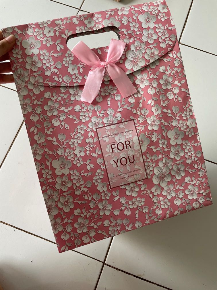 tas kado wanita cewek pink ukuran besar muat banyak bungkus kado ...