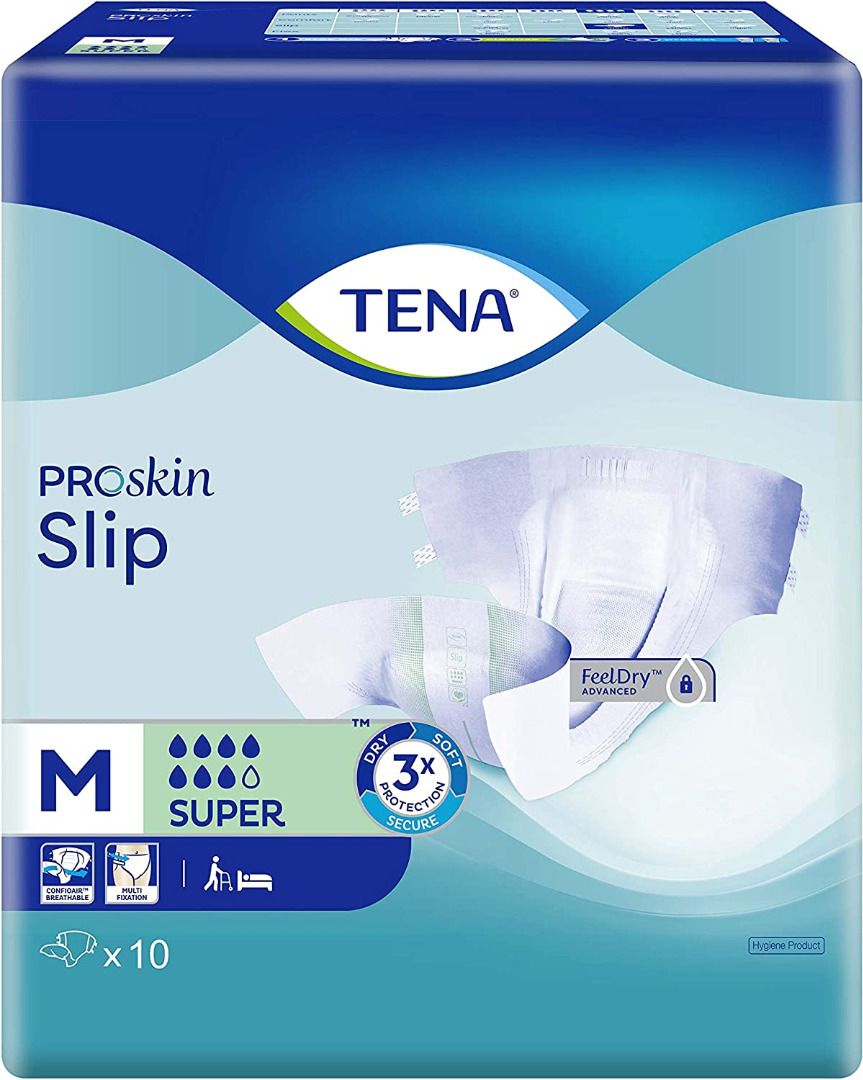 TENA PROskin Slip Super M 10ct, Health & Nutrition, Assistive & Rehabilatory Aids, Adult ...
