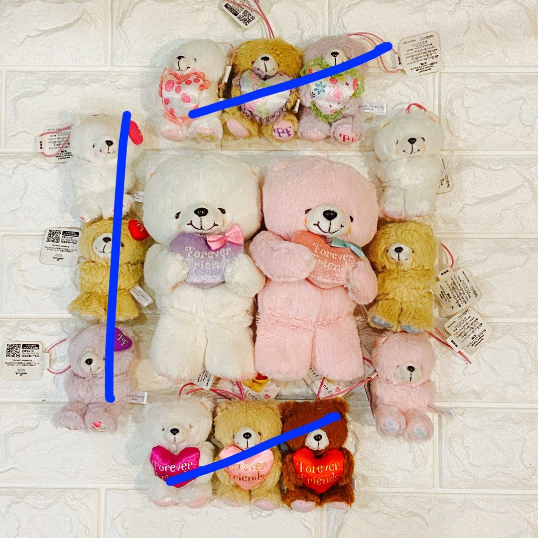 Toreba Hallmark Furyu Japan Forever Friends Bear Plush (white, pink ...