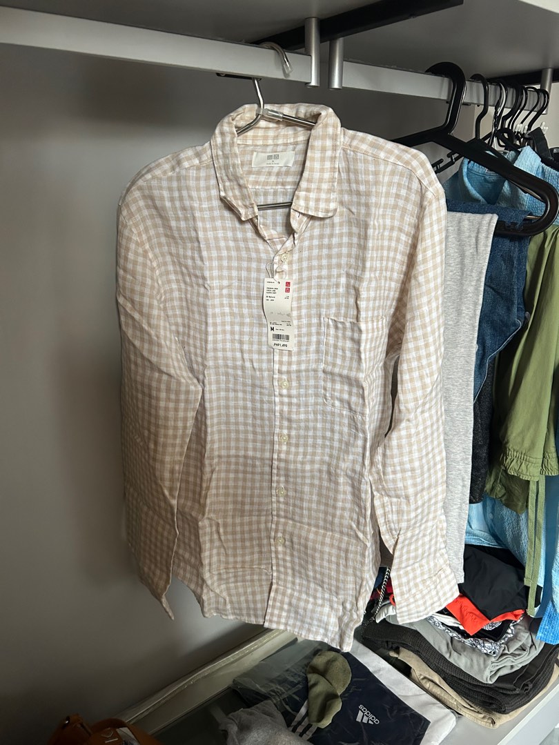 Uniqlo Linen Checkered Polo, Men's Fashion, Tops & Sets, Formal Shirts ...