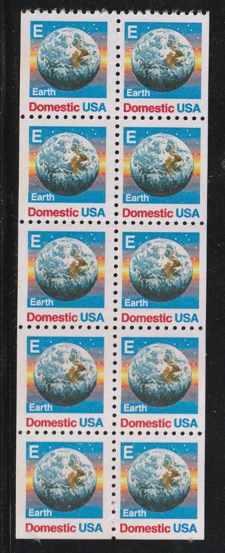 USA 1988 Earth E stamp (25cent x 10) pane MNG, 興趣及遊戲, 收藏品及紀念品, 郵票及印刷品 ...