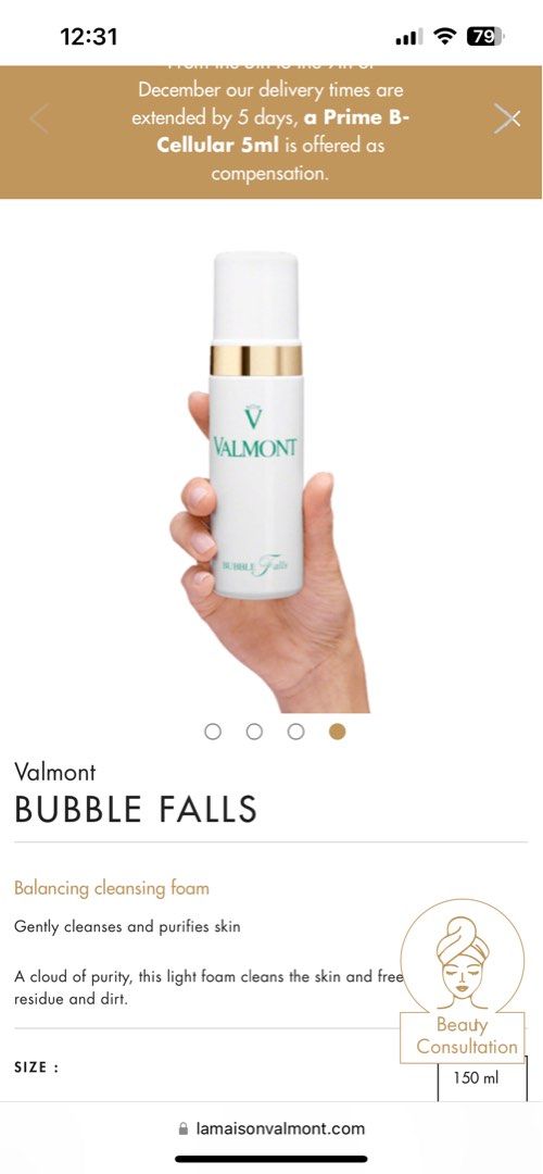 Valmont Bubble Falls - Cleansing Foam, Beauty & Personal Care, Face, Face Care on Carousell