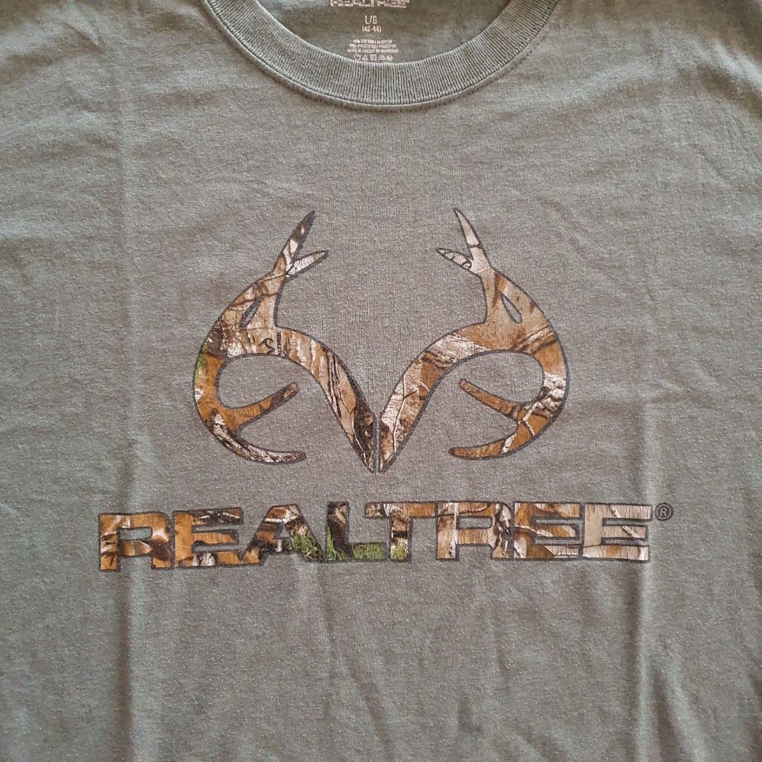Vintage REALTREE Tshirt Green Camo Antler Logo, Men's Fashion, Tops ...
