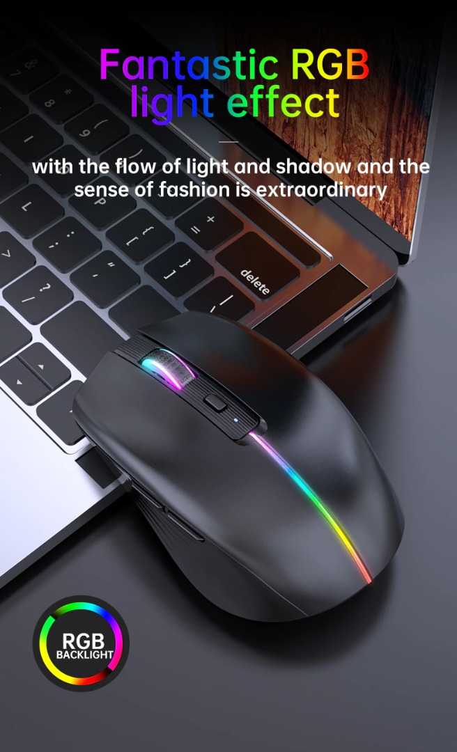 Wireless Mouse Wireless RGB LED Compact Portable 6 button DPI ...