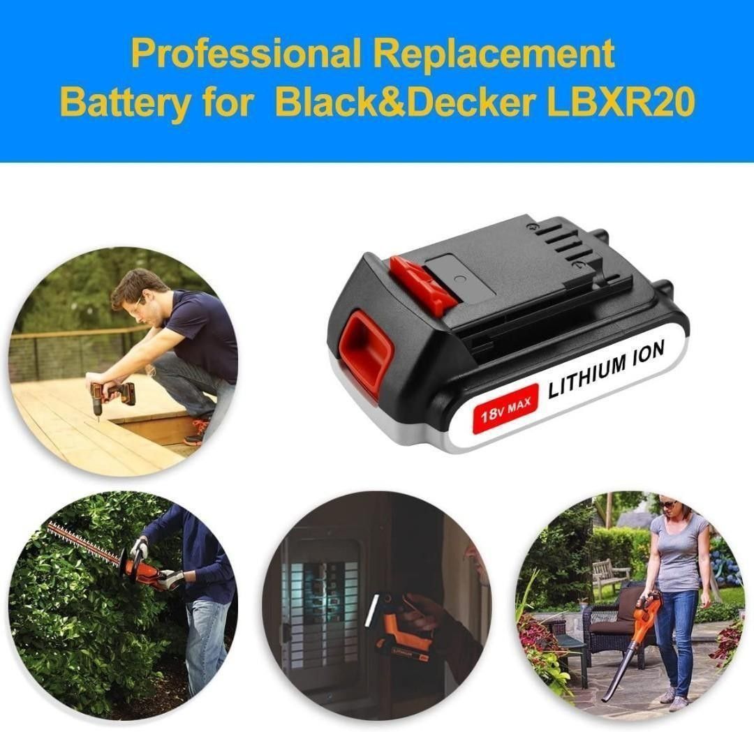 18V 2.0Ah Li-ion Battery for Black & Decker 18V BL2018 LBXR20 LBXR2020 ...