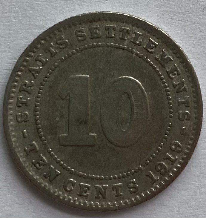 1919 King George V straits settlement 10 cents, Hobbies & Toys ...