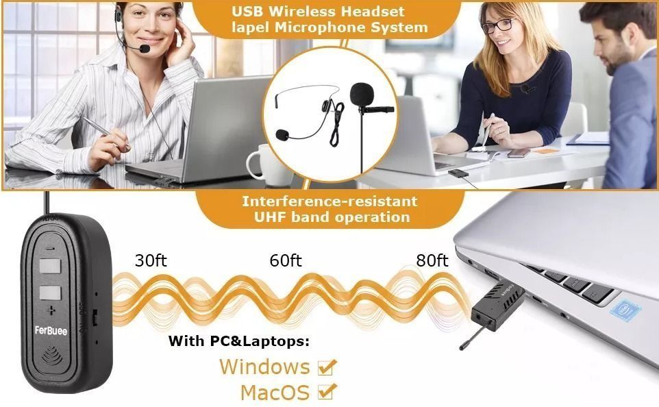 [3165] Ferbuee Wearable Wireless Microphone, Audio, Microphones on ...
