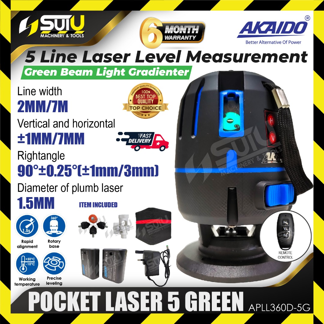 AKAIDO APLL360D-5G Pocket Laser 5 Green 360D without Tripod, Furniture ...