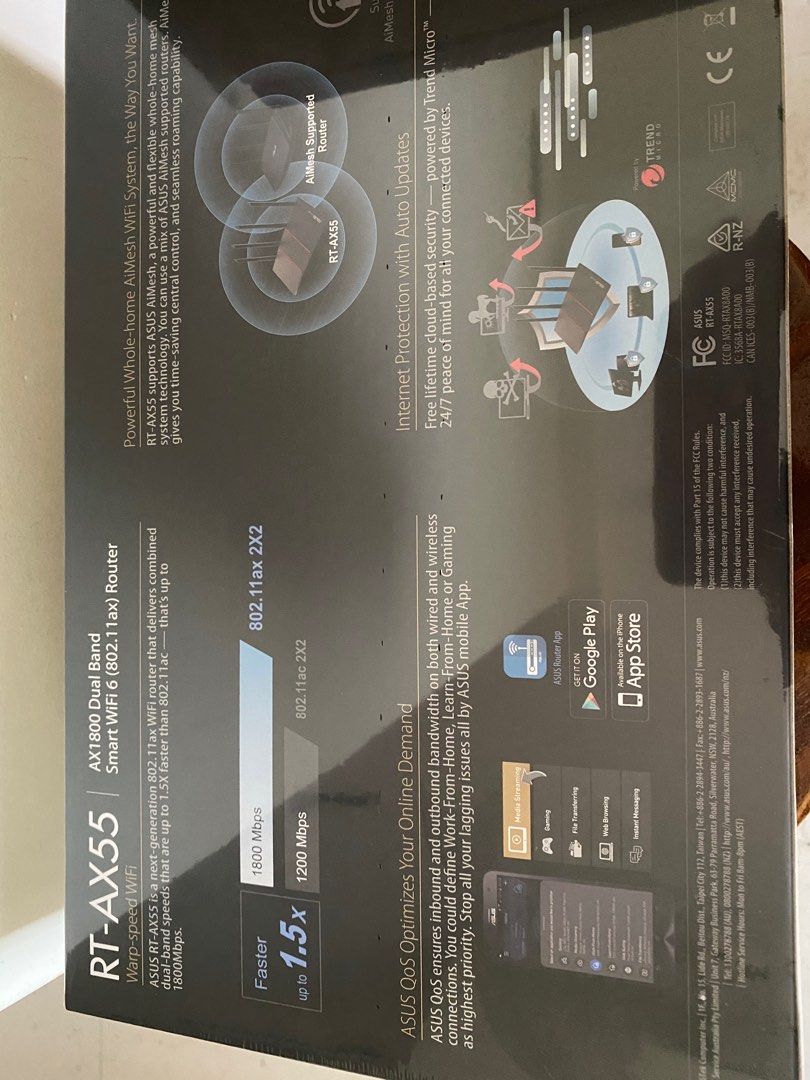 ASUS AX 1800 Dual Band RT-AX55 Wi-Fi Router, Computers & Tech, Parts ...