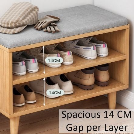 Bamboo Shoe Rack with Fabric Cushion / Multi-purpose Shoe Cabinet ...