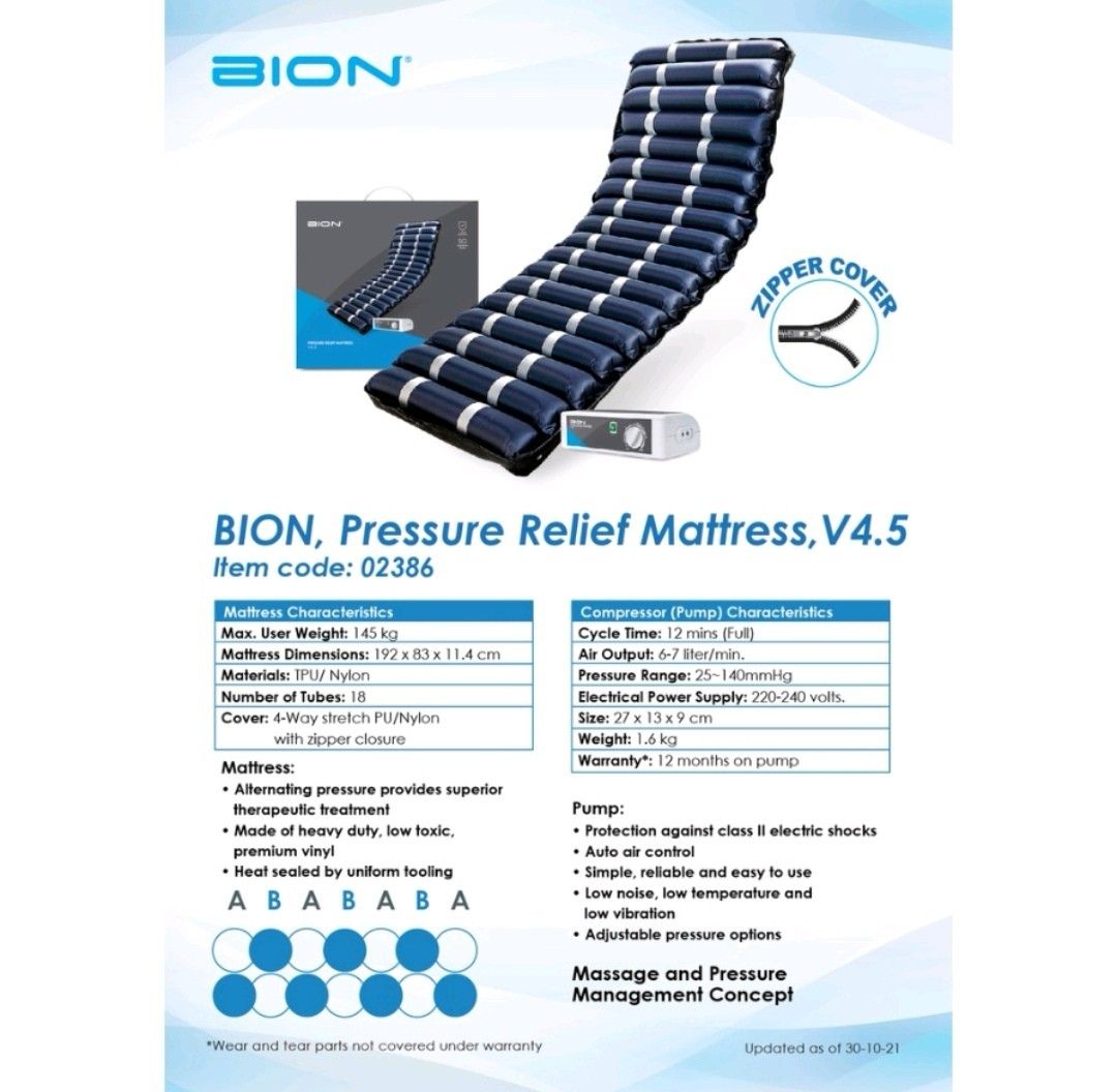 Bion pressure relief mattress v4. 5, Health & Nutrition, Assistive ...