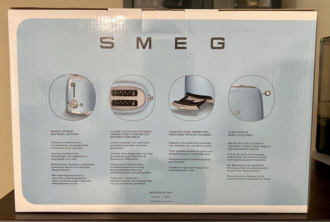 BNIB Smeg Retro Toaster (Baby Blue), TV & Home Appliances, Kitchen ...