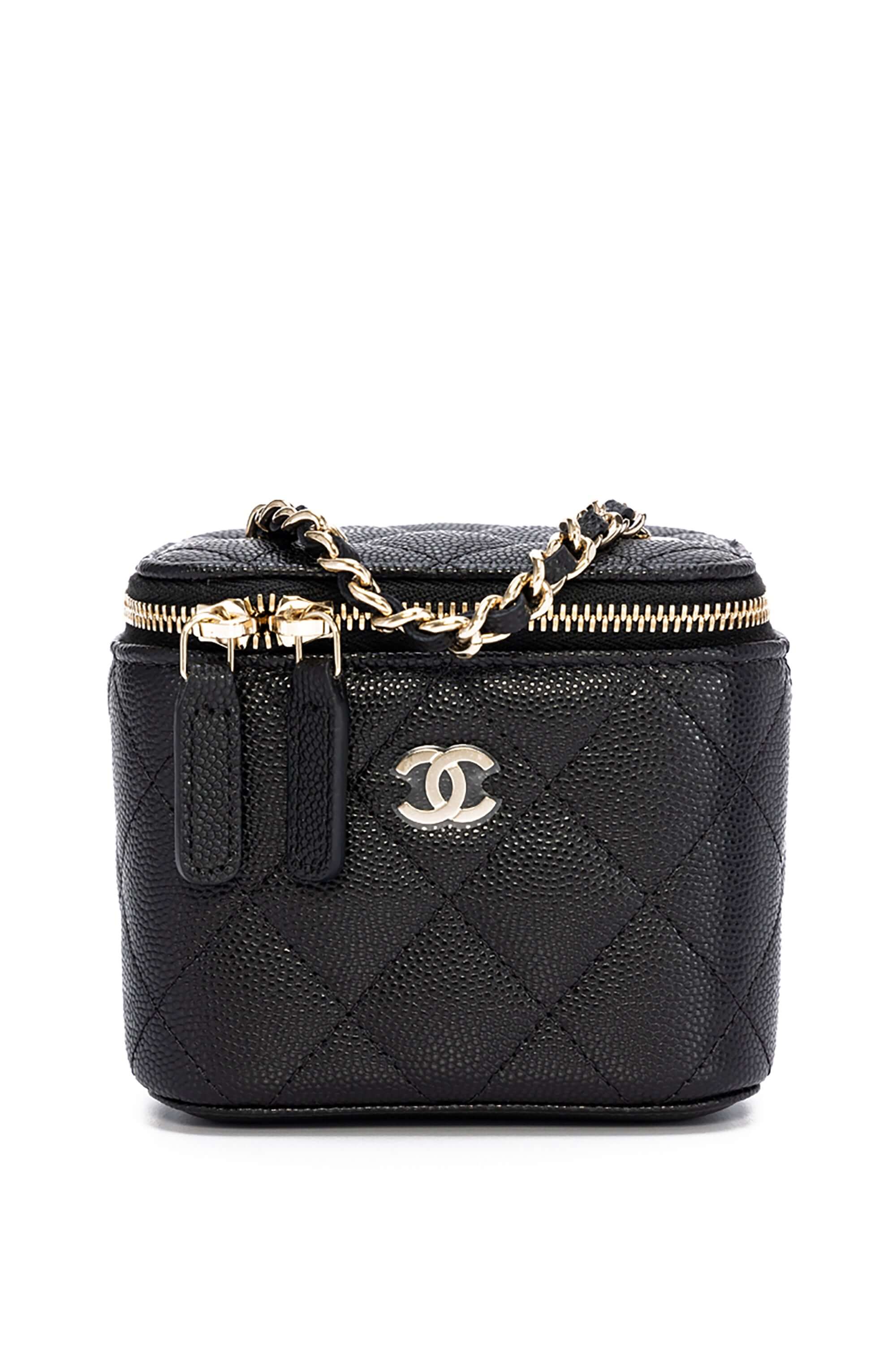 Chanel Small Square Vanity Case Caviar Leather Black oxluxe, Luxury ...