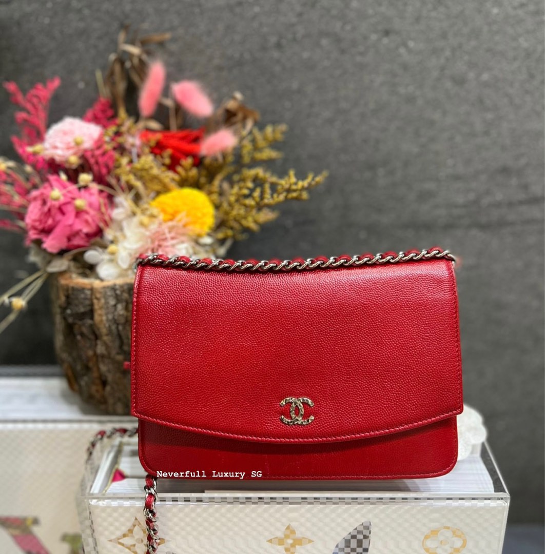 Chanel WOC Sevruga Red Caviar Shw, Luxury, Bags & Wallets on Carousell