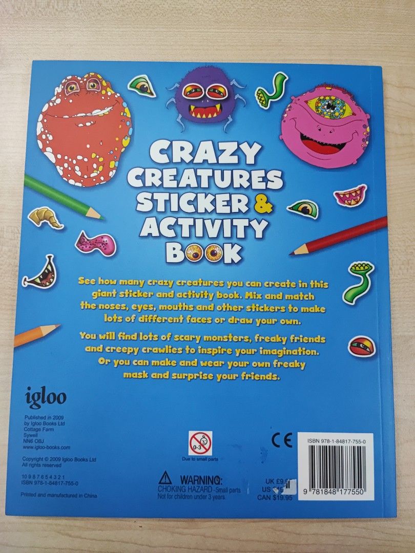 Crazy Creatures Stickere & Activity Book, Hobbies & Toys, Books ...