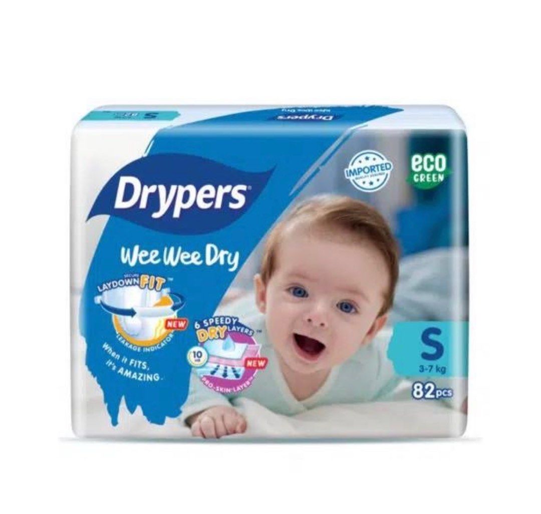 Drypers Wee Wee dry SMALL, Babies & Kids, Bathing & Changing, Diapers ...
