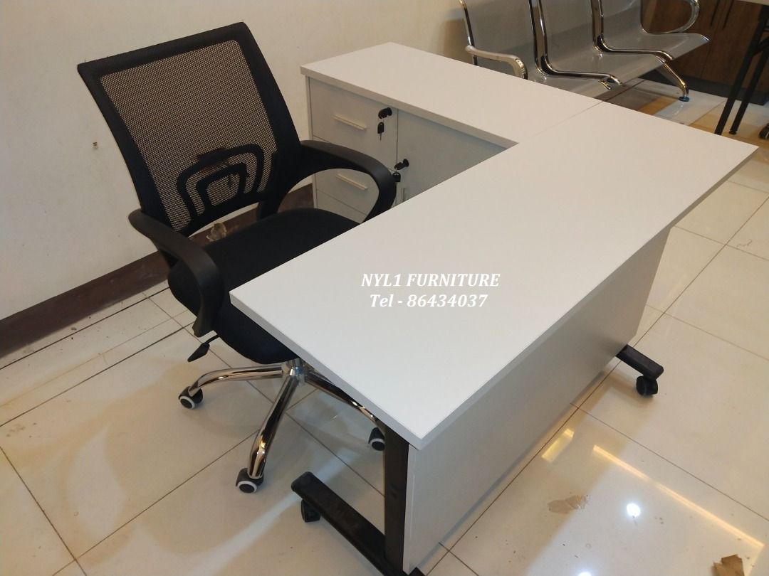 executive table L-type // office furniture, Furniture & Home Living ...