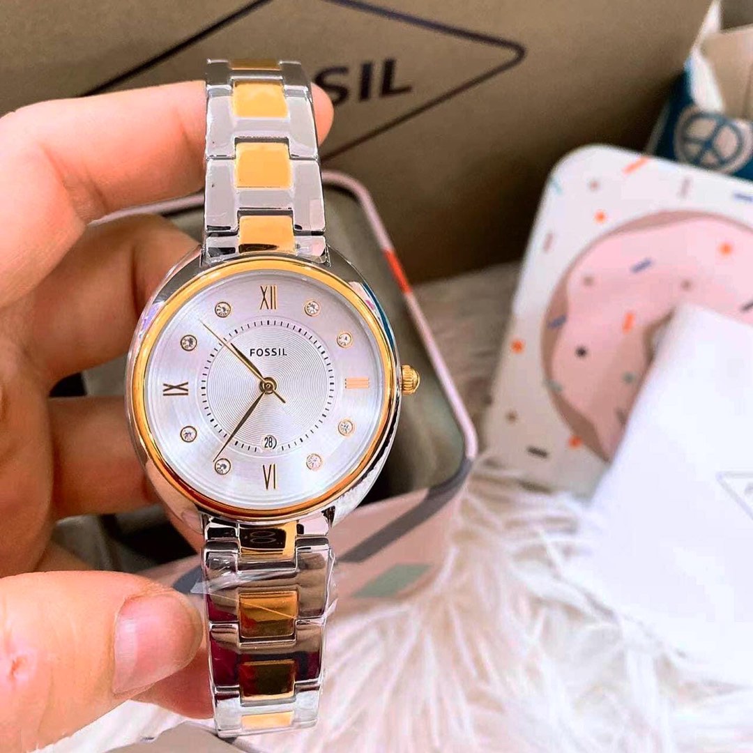 FOSSIL TWO TONE WHITE DIAL AUTHENTIC WATCH, Women's Fashion, Watches ...