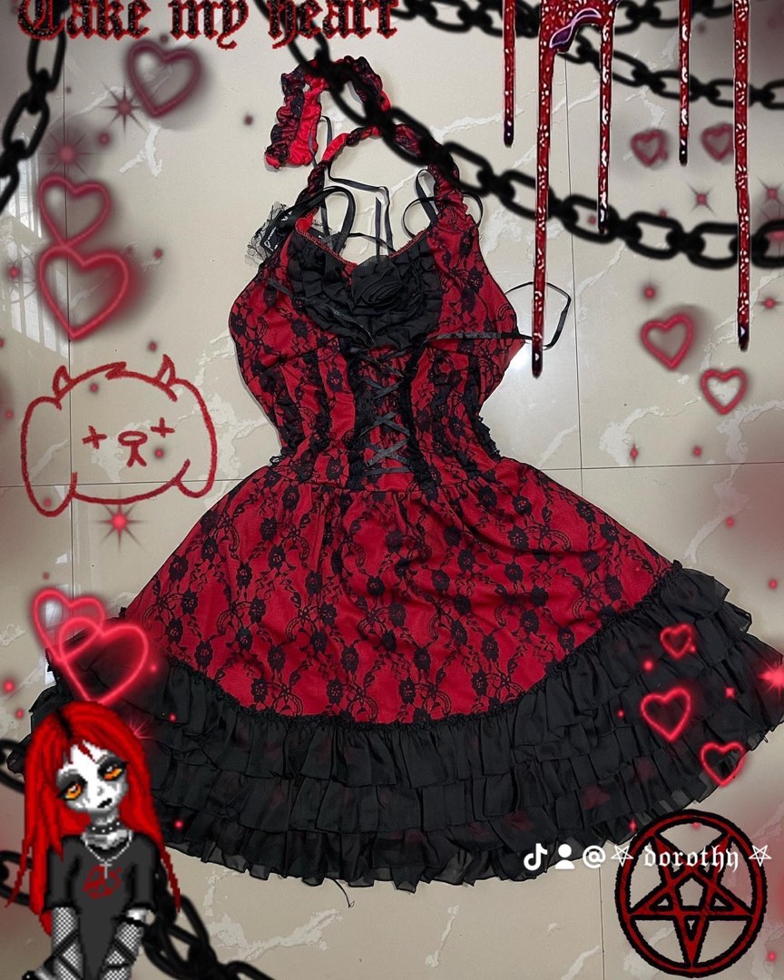 GOTHIC LOLITA PUNK Vampire Dress, Women's Fashion, Dresses & Sets ...