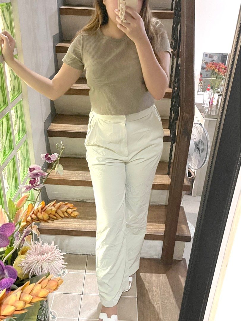 GU Sage Green Straight Cut Trouser, Women's Fashion, Bottoms, Other ...
