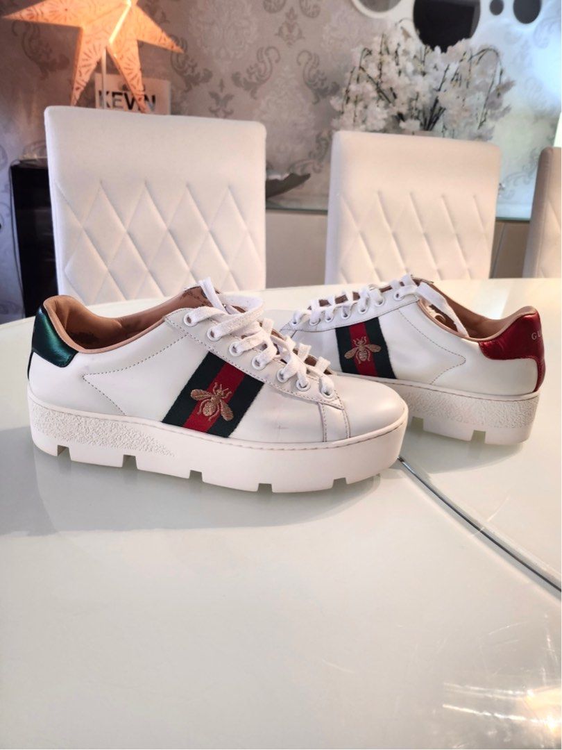 Gucci Ace Embroidered platform sneakers, Luxury, Sneakers & Footwear on ...